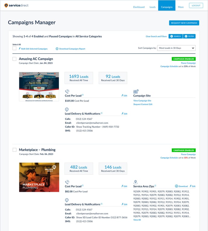Using the Campaigns Manager – Select